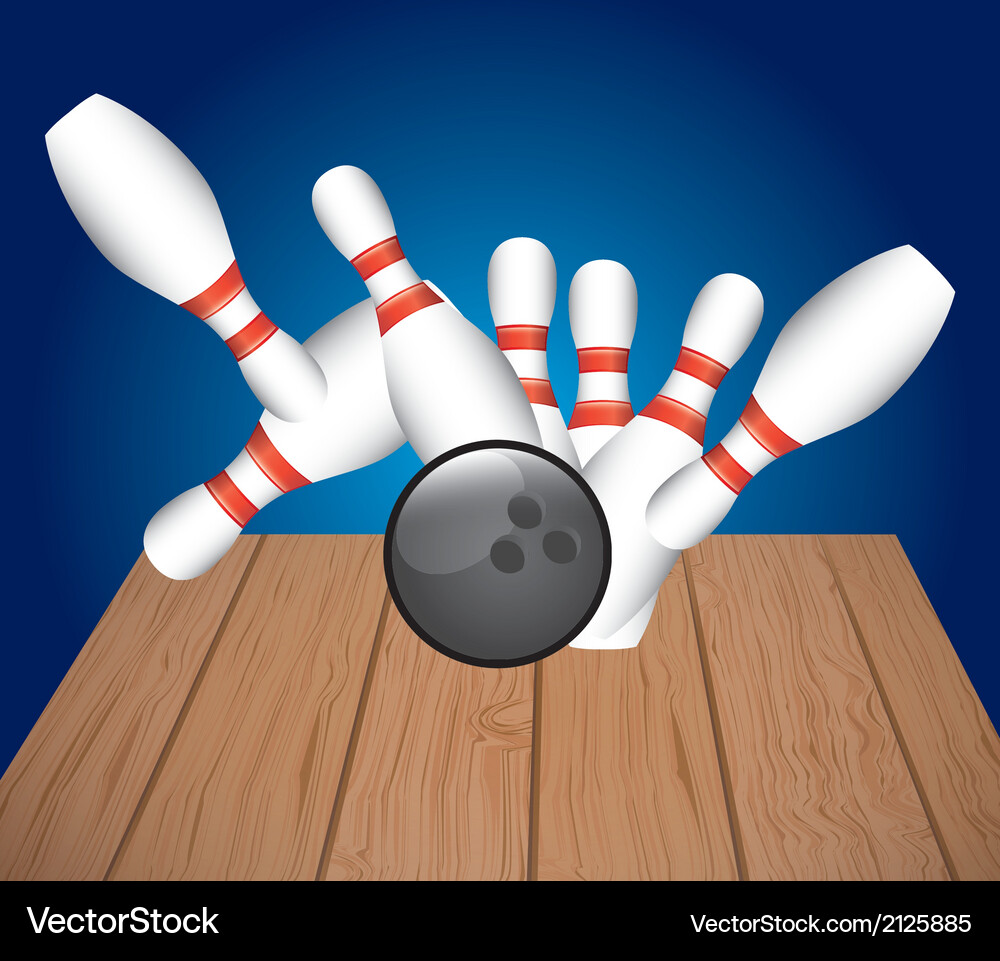 Bowling alley over blue background Royalty Free Vector Image