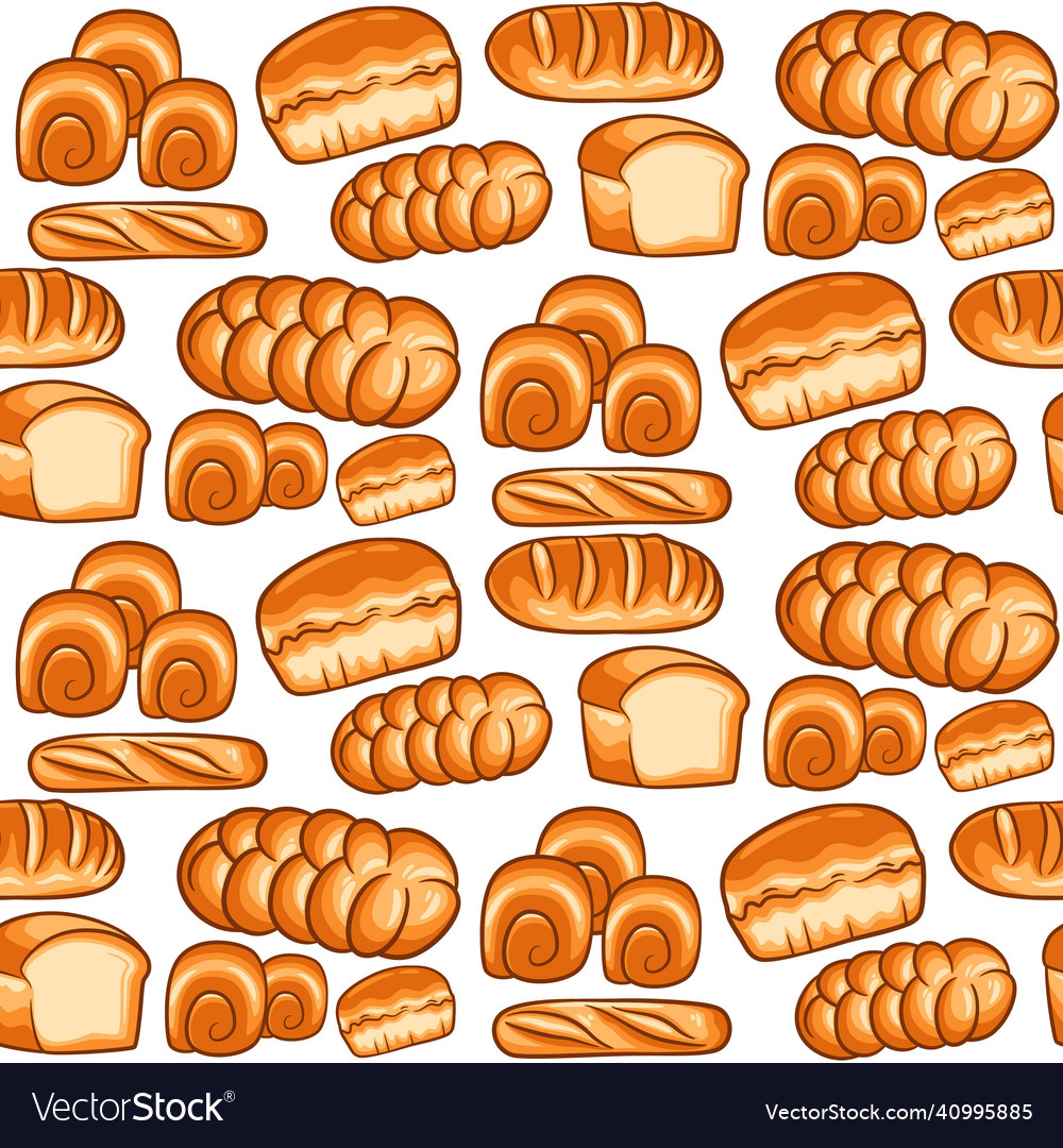 Bread and bakery seamless pattern Royalty Free Vector Image