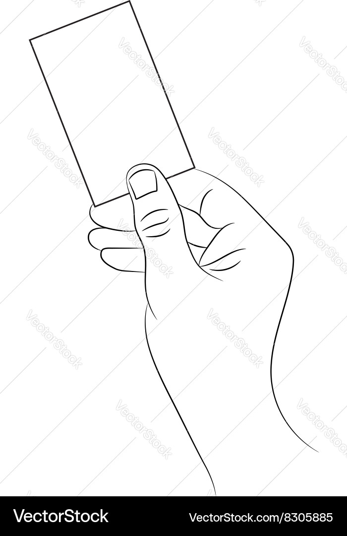 Business card in a mans hand Royalty Free Vector Image