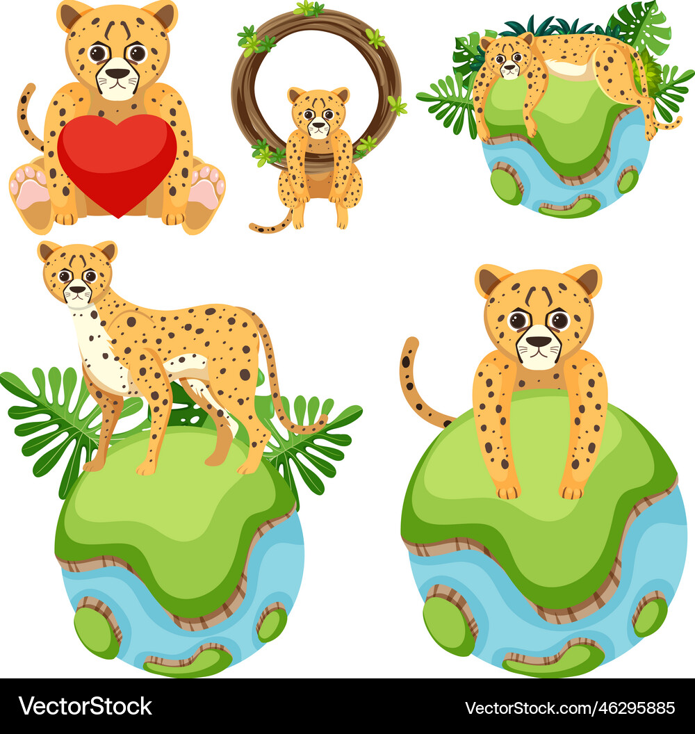 Cheetah icons set for graphic design Royalty Free Vector