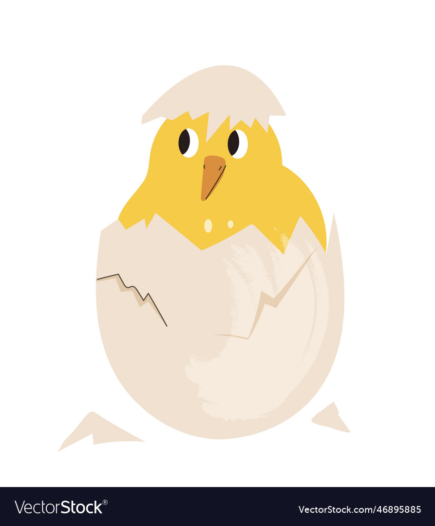 Chicken hatching from egg Royalty Free Vector Image