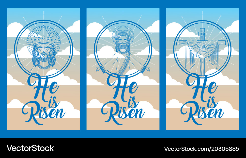 Collection banners he is risen jesus in heaven Vector Image