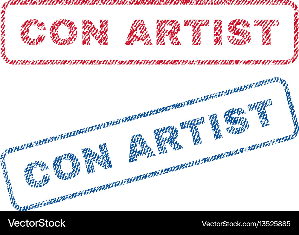 Con artist textile stamps Royalty Free Vector Image