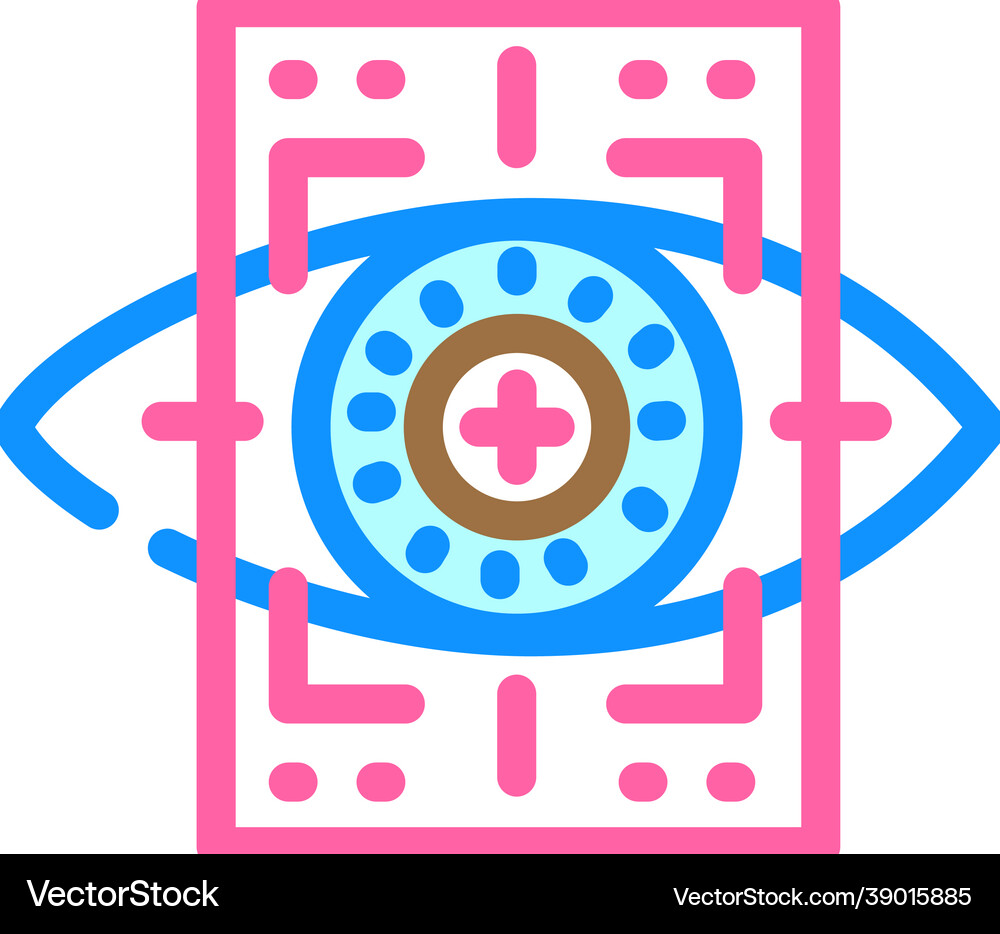 Eye with mesh ophthalmology color icon Royalty Free Vector