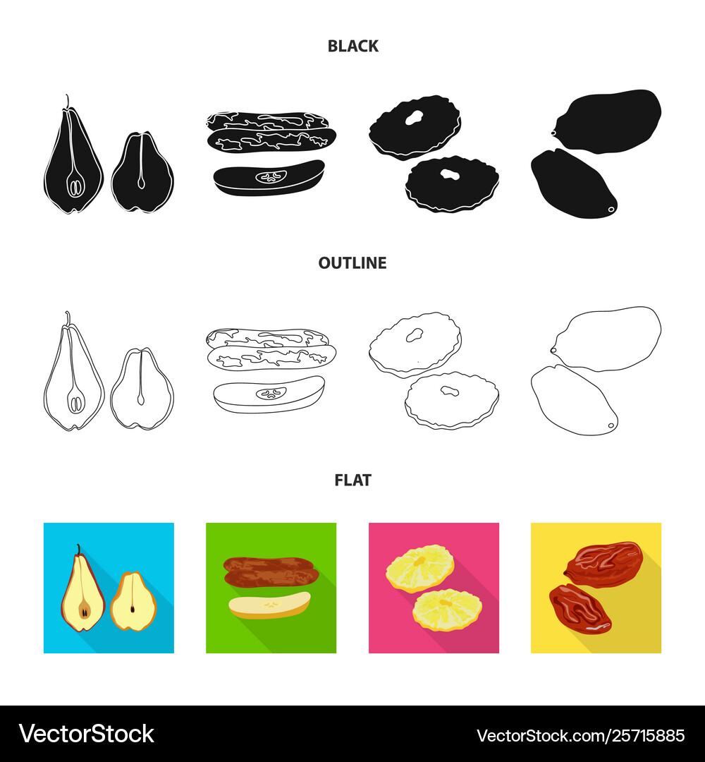Food and raw icon set Royalty Free Vector Image