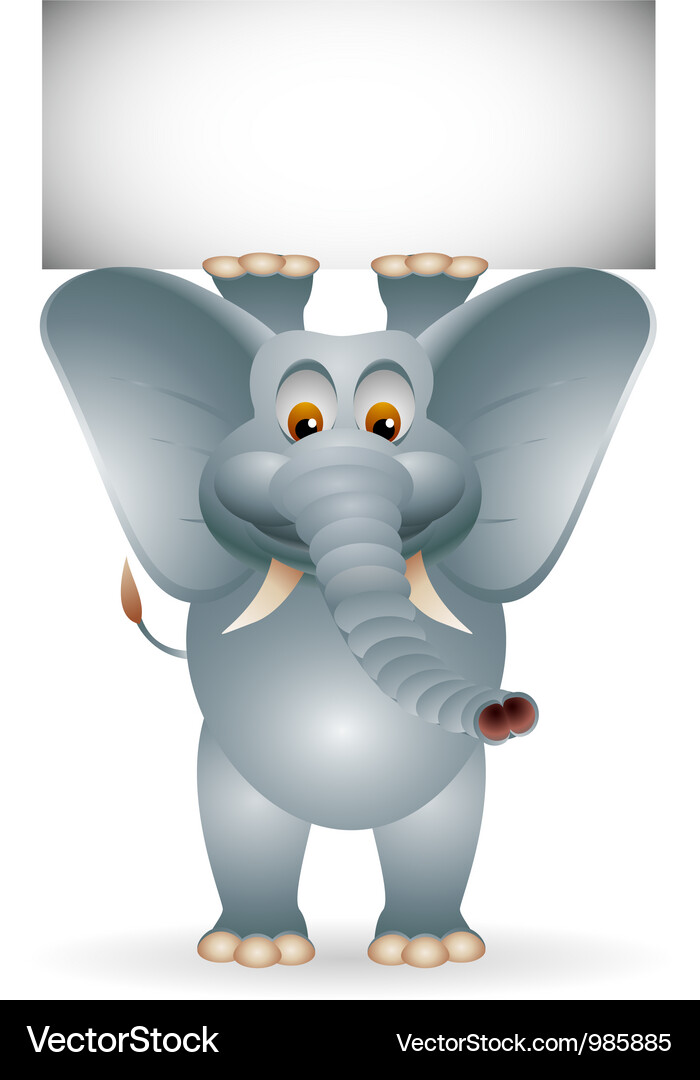 Funny elephant cartoon with blank sign Royalty Free Vector