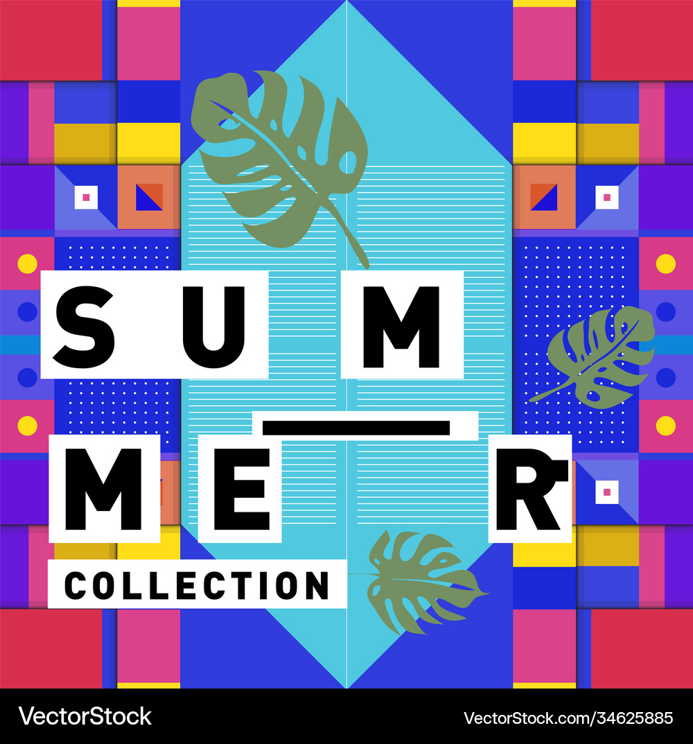 Geometric memphis summer collection poster Vector Image