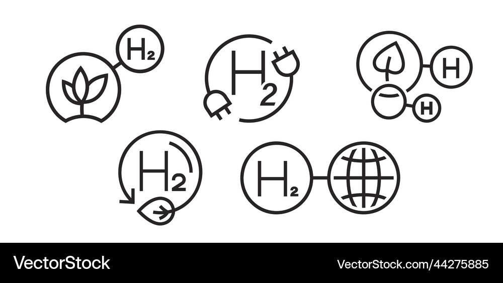 Green hydrogen symbols collection editable Vector Image