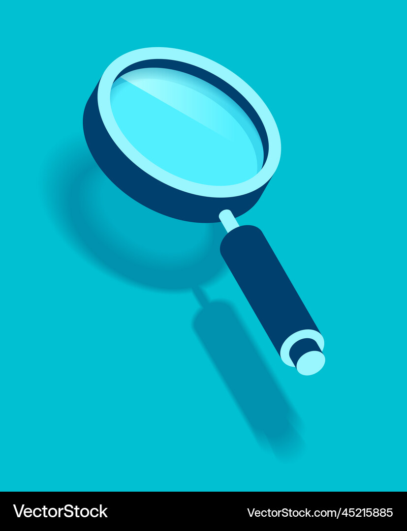 Magnifying glass icon in 3d flat style search Vector Image