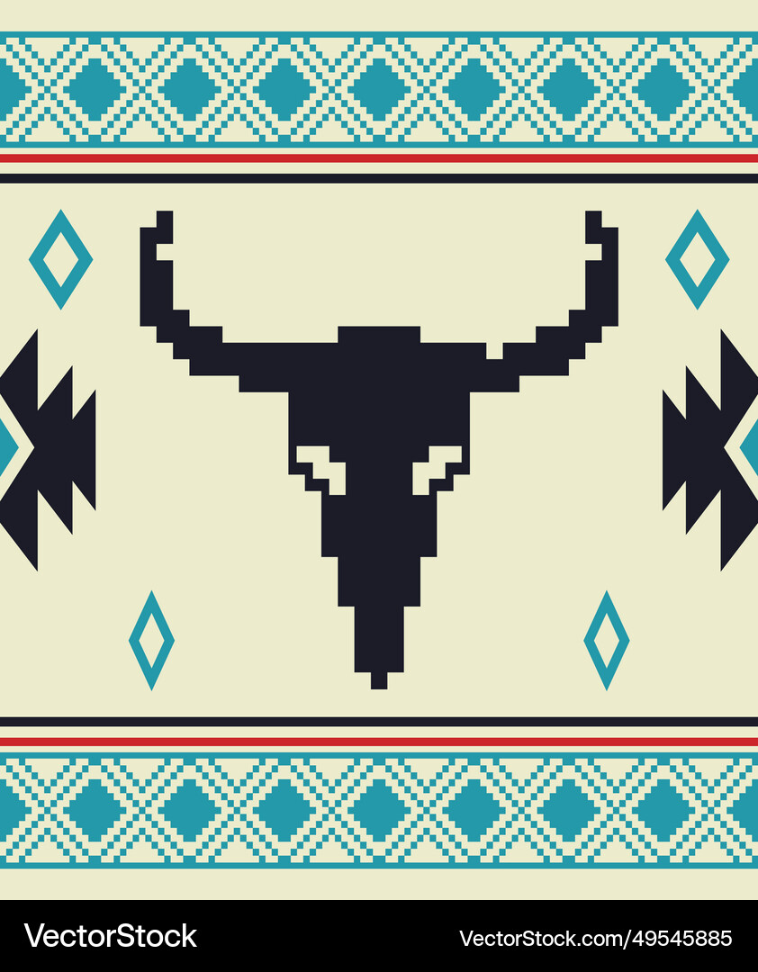 Native american pattern of cow skull Royalty Free Vector