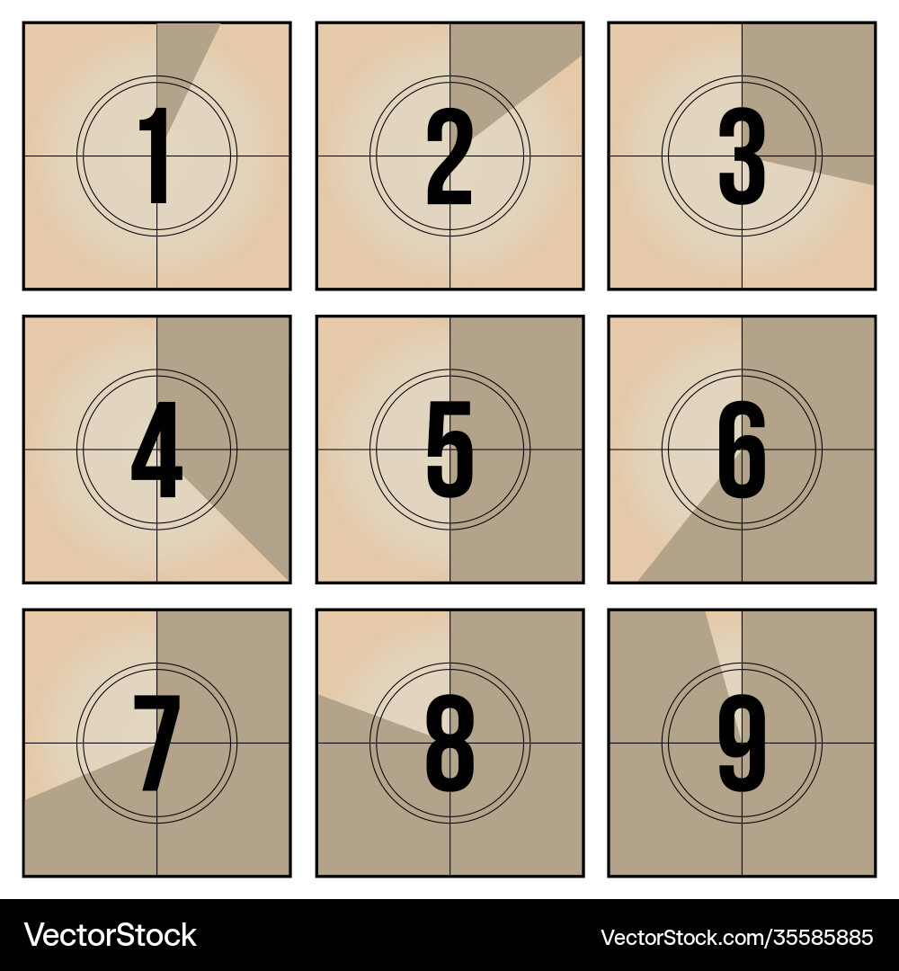 Vintage film frame countdown set Royalty Free Vector Image