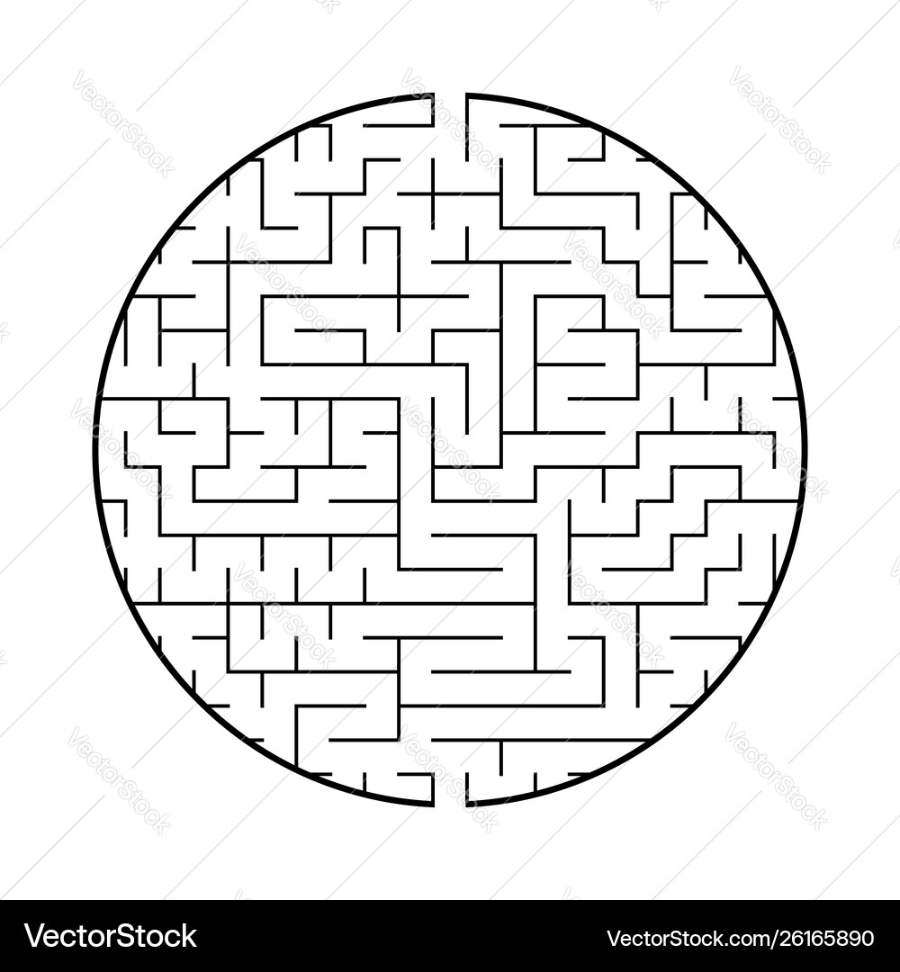 A round labyrinth with an entrance and exit Vector Image