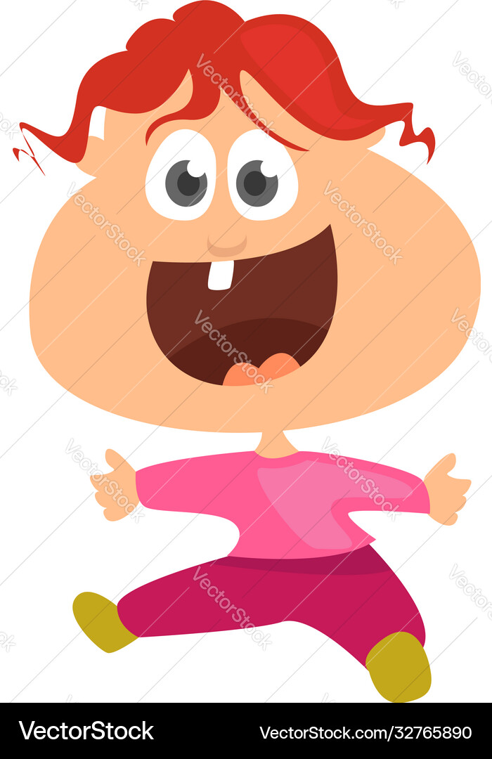 Baby with first tooth on white background Vector Image