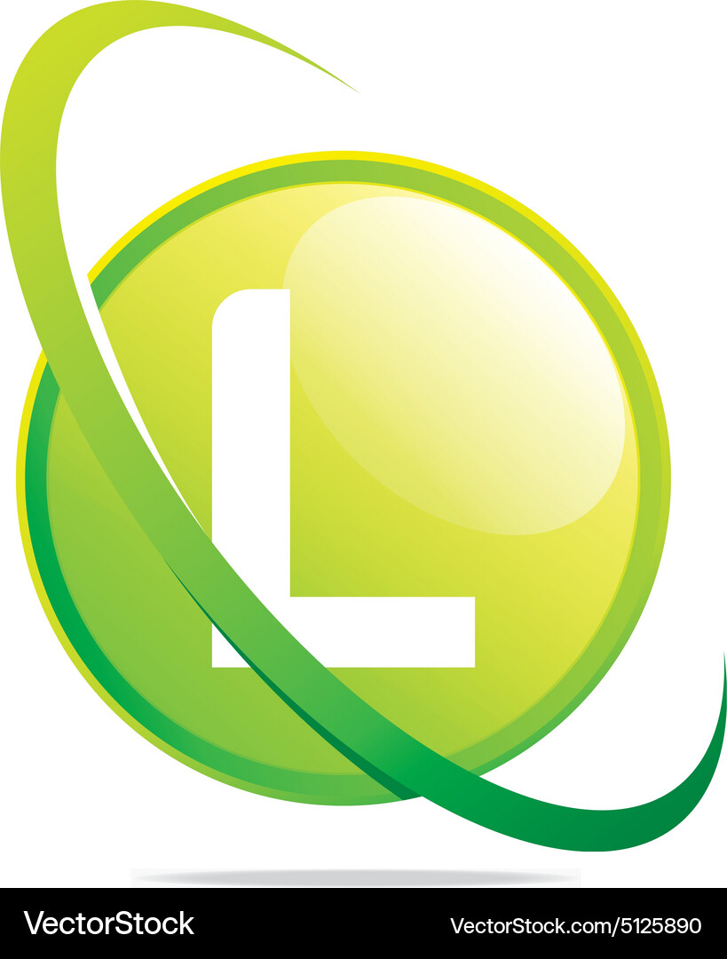 Circle globe round letter l green abstract Vector Image