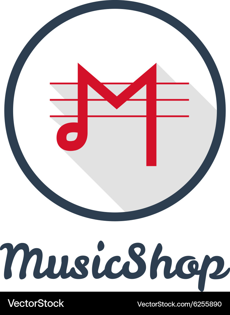 Flat modern minimalistic music shop Royalty Free Vector