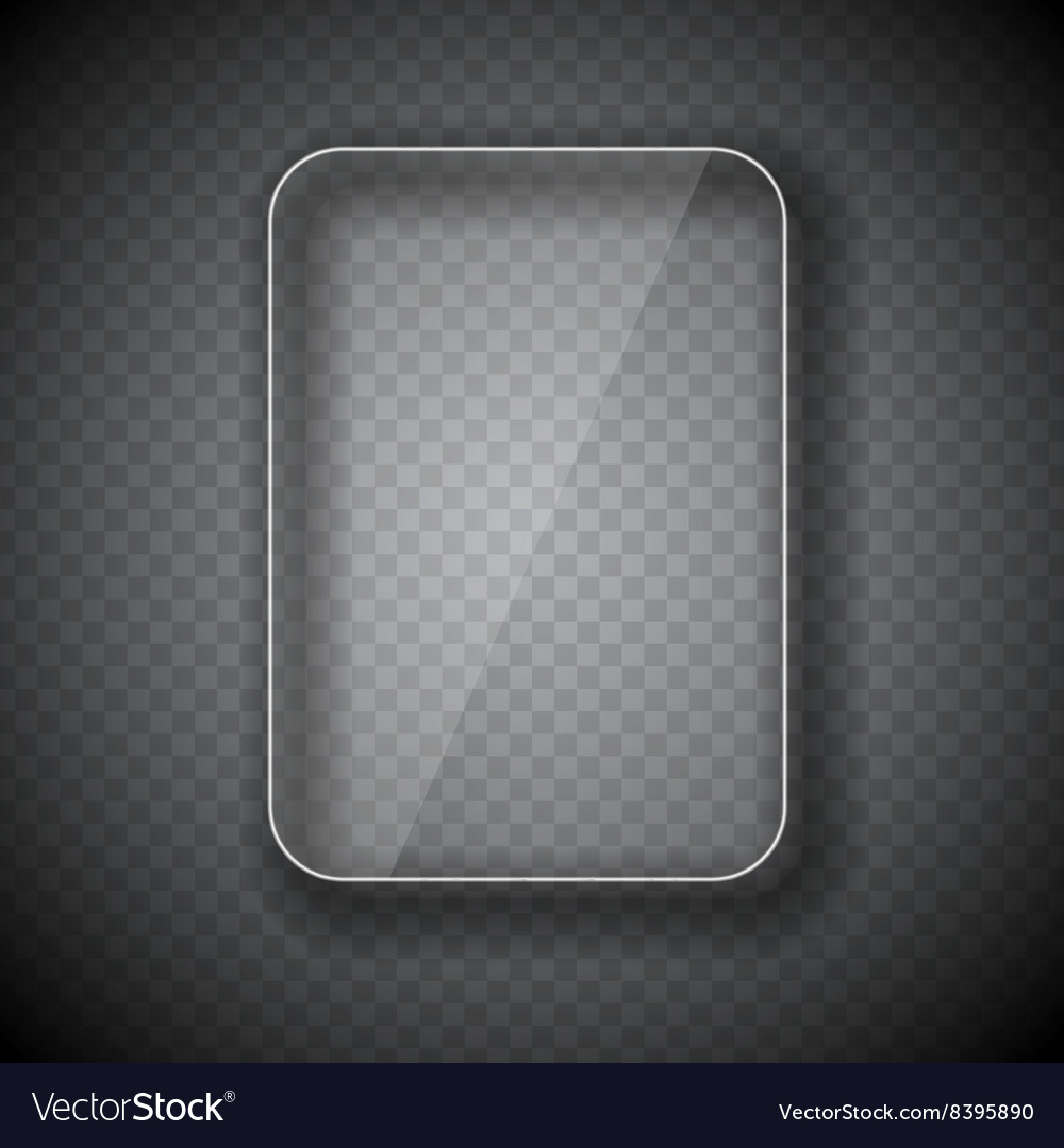 Glass frame rectangular button on checkered Vector Image