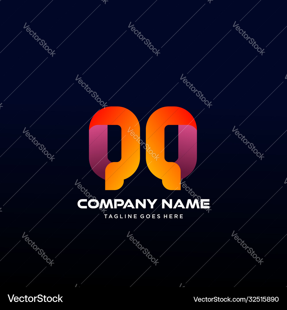 Letter qq initial logo with colorful Royalty Free Vector