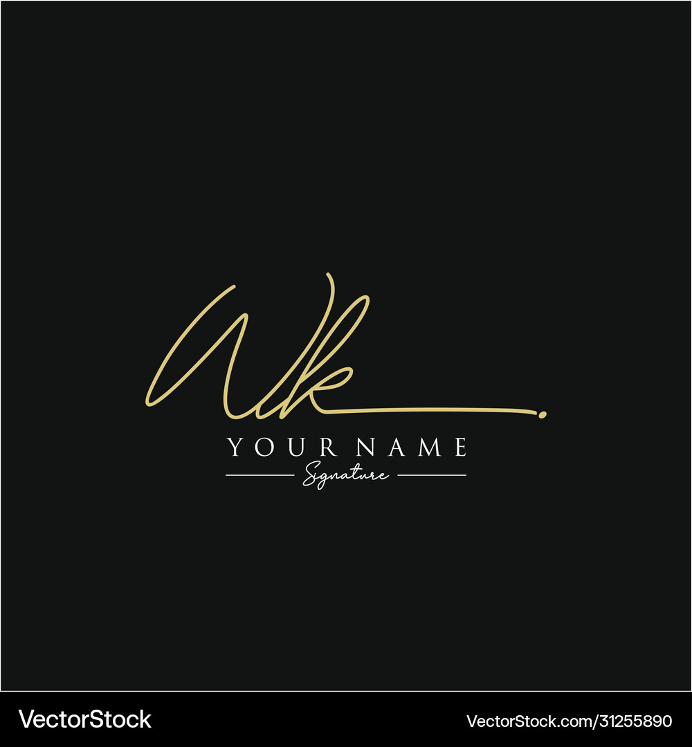 Letter wk signature logo template Royalty Free Vector Image