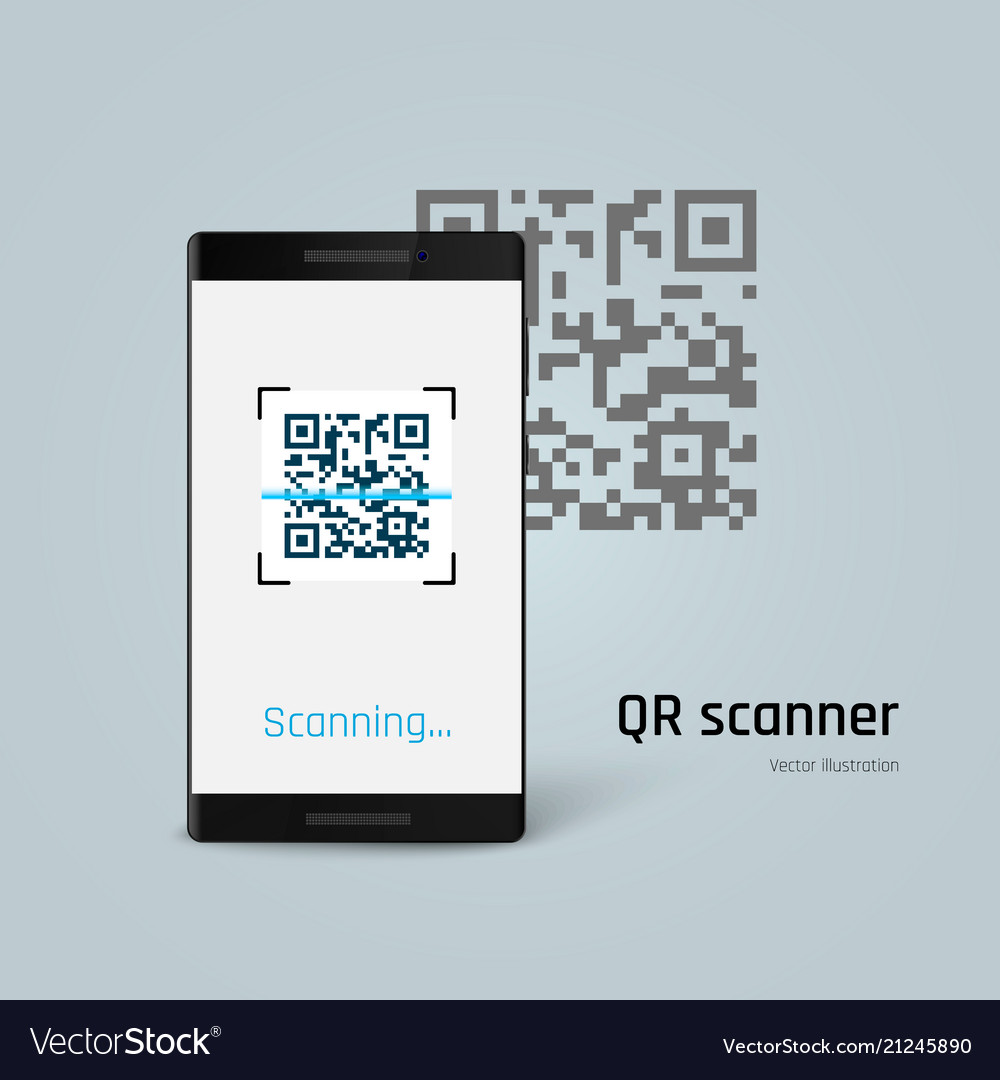 Mobile phone scan qr code isolated on blue Vector Image