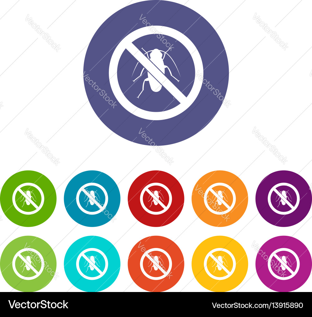 No cockroach sign set icons Royalty Free Vector Image