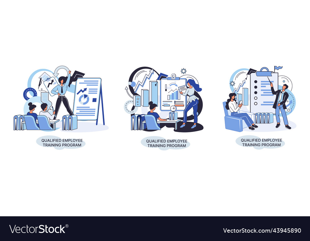 Qualified employee training program refresher Vector Image