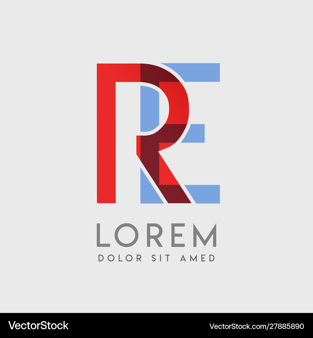 Re logo letters with blue and red gradation Vector Image