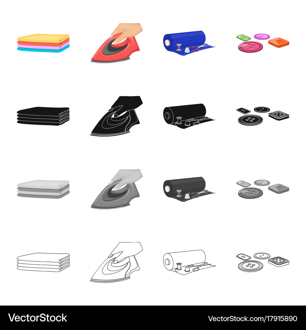 Sewing fabric iron in hand a roll Royalty Free Vector Image