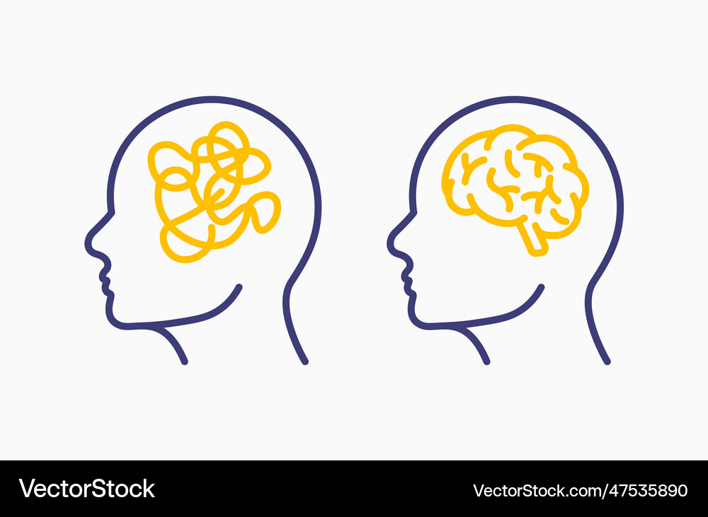 Stress line icon confused depression mind sign Vector Image
