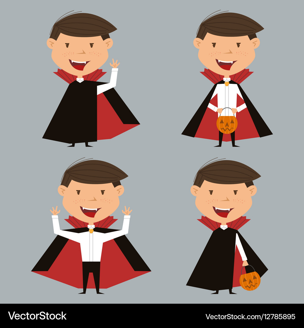 Collection with boy in vampire costume for hallowe