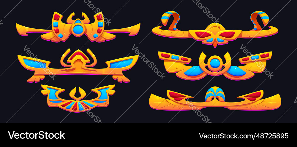Egypt ui gold frame for ancient game set Vector Image