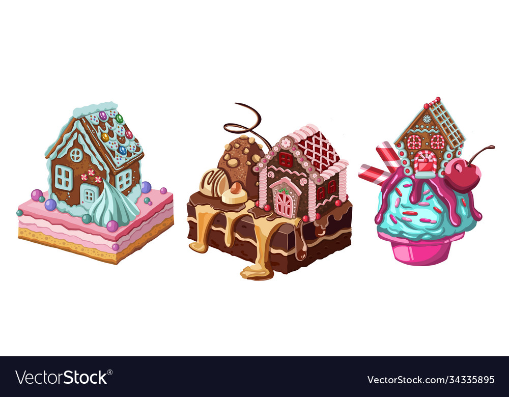 Gingerbread house christmas cookies and candy Vector Image