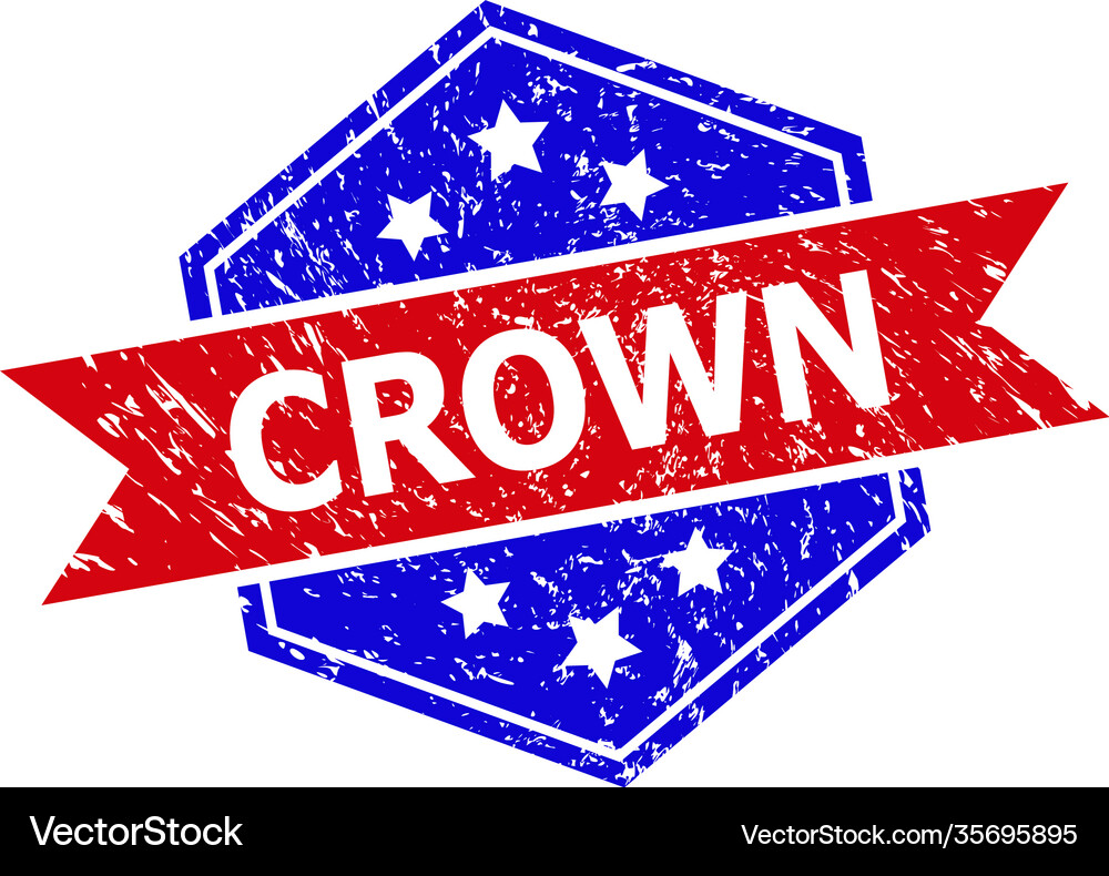 Hexagon bicolor crown rubber stamp with rubber Vector Image