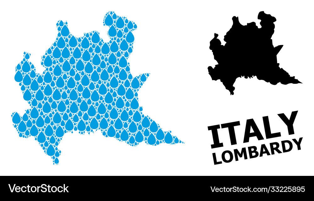 Mosaic map lombardy region liquid Royalty Free Vector Image