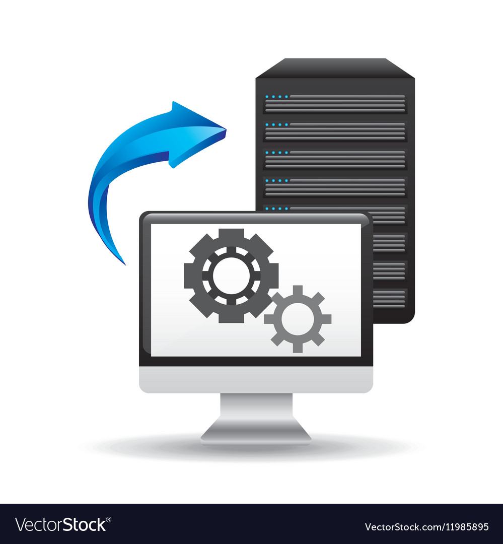 Pc data base gear icon graphic Royalty Free Vector Image