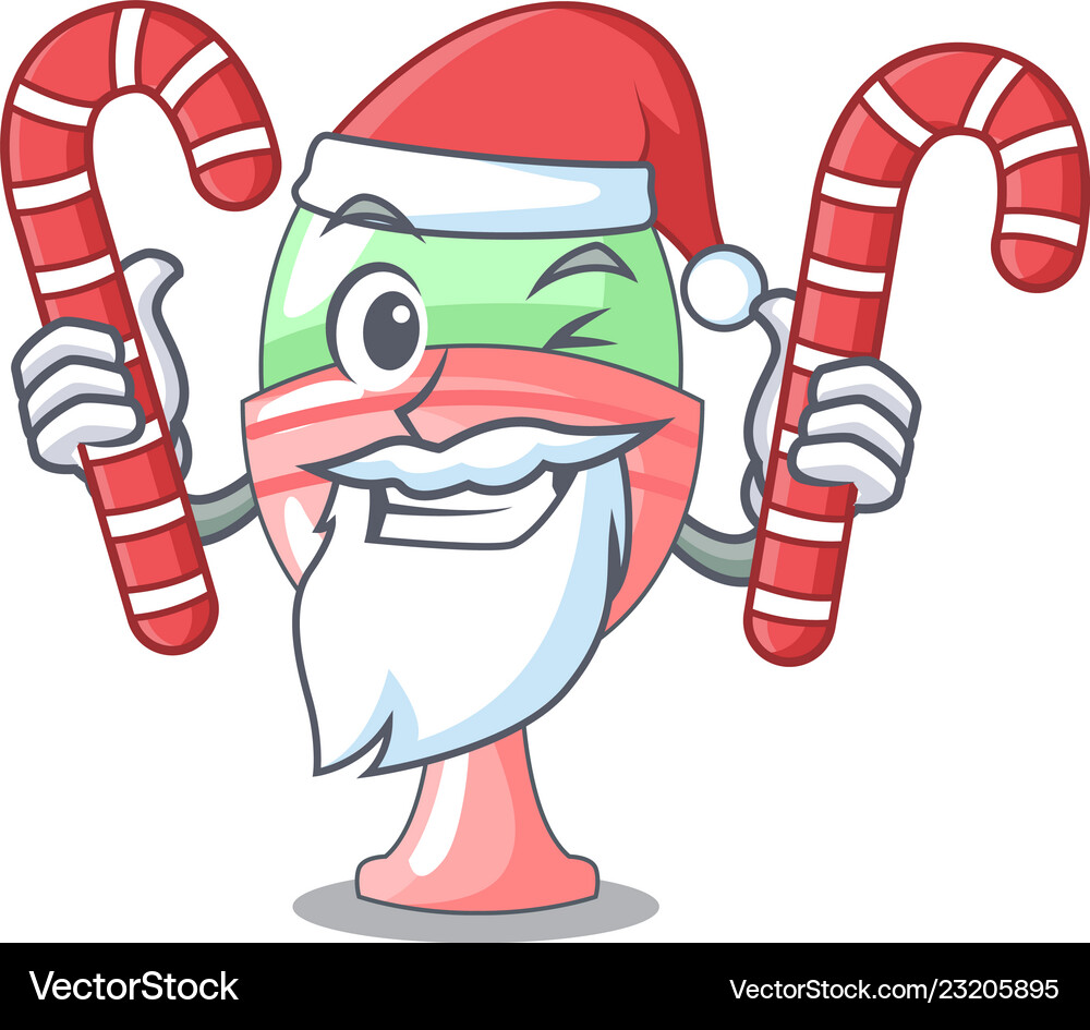 Santa with candy in egg cup isolated on character Vector Image
