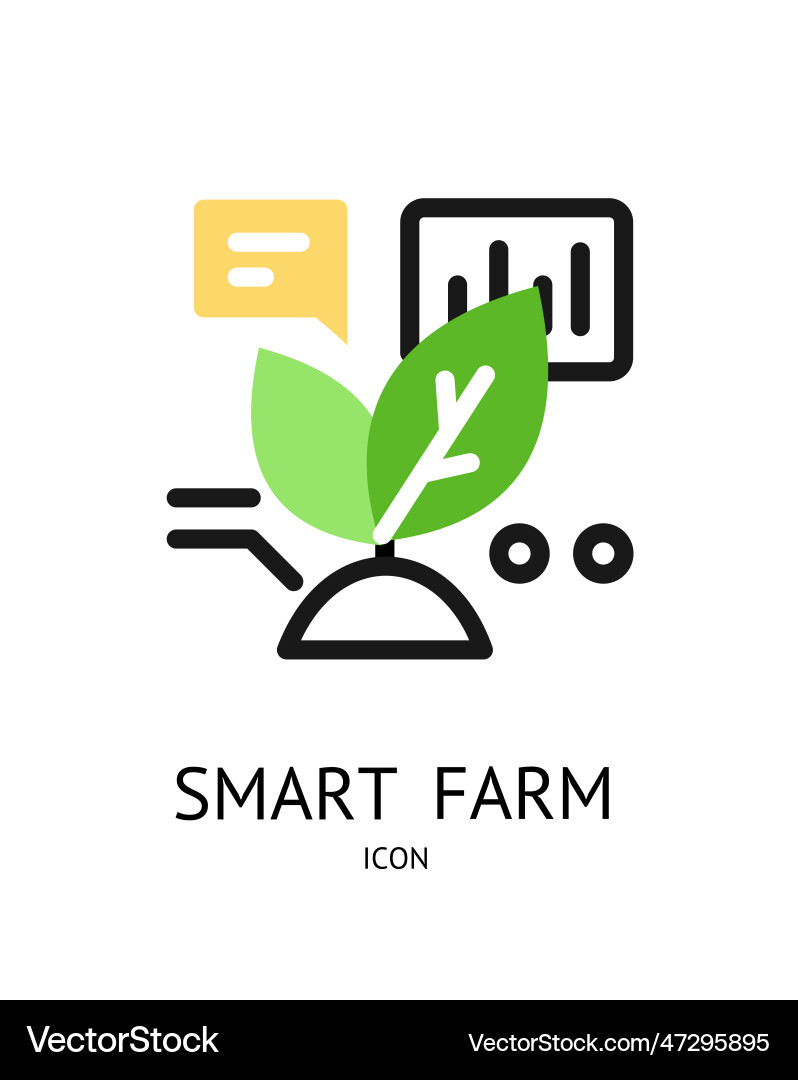 Smart farm sign thin line icon emblem concept Vector Image