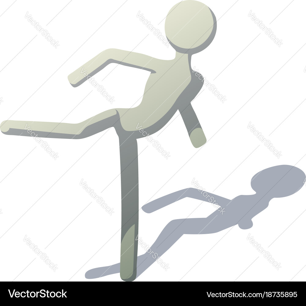 Stick man kicking icon isometric style Royalty Free Vector