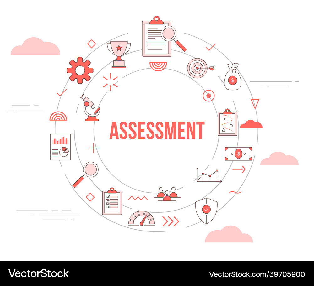Business assessment concept with icon set Vector Image
