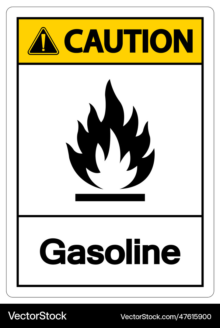 Caution gasoline symbol sign on white background Vector Image
