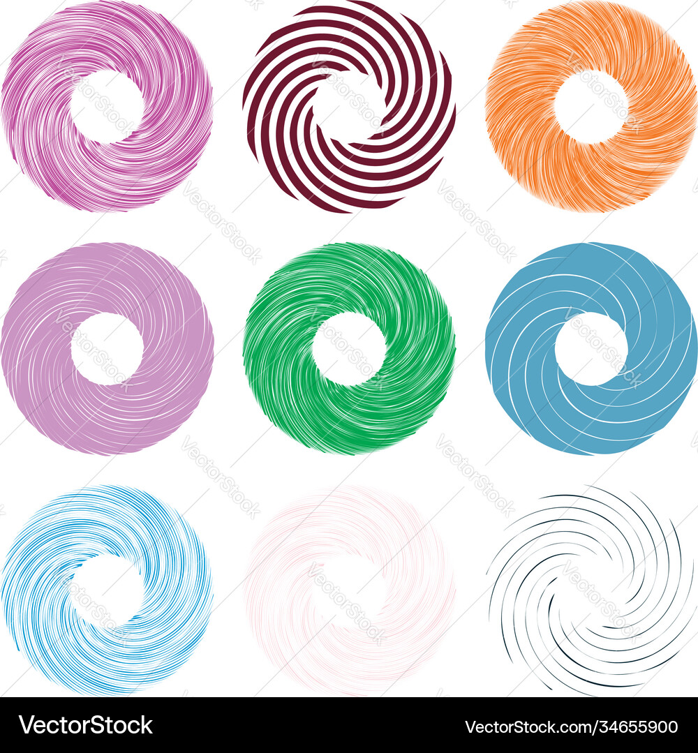Circular spiral swirl twirl design element Vector Image