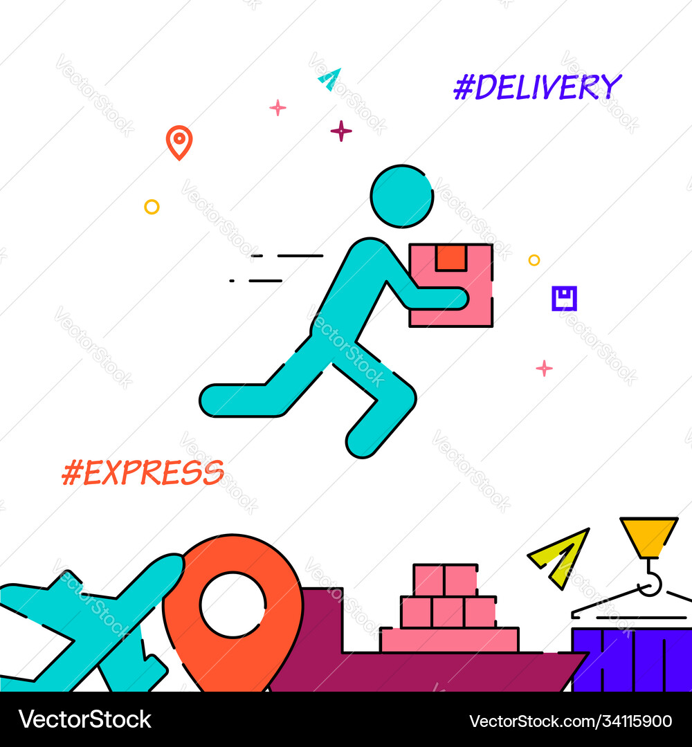 Express delivery service filled line icon simple Vector Image