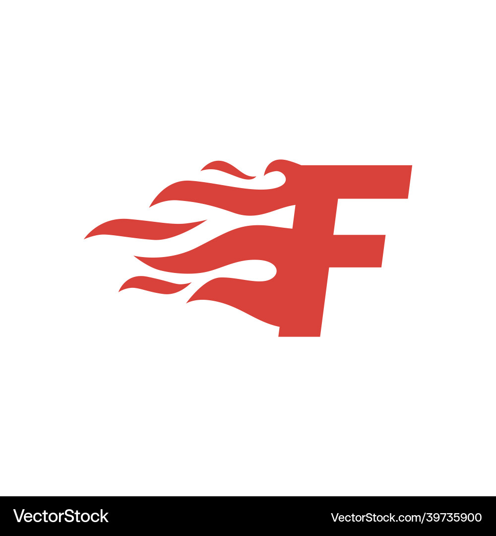 F letter fire flame hot uppercase logo icon Vector Image