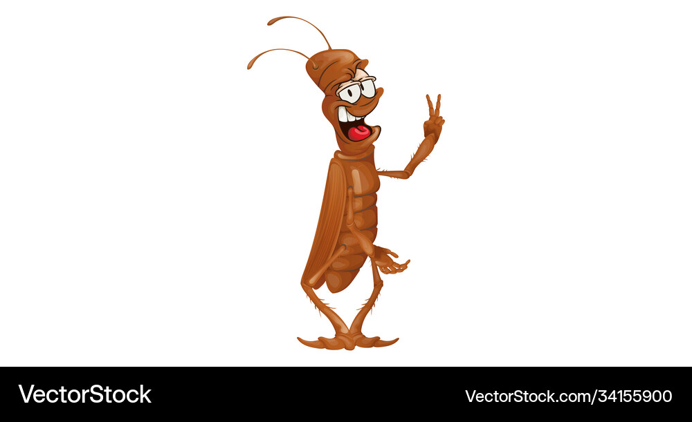 Funny laughing cockroach that shows world Vector Image