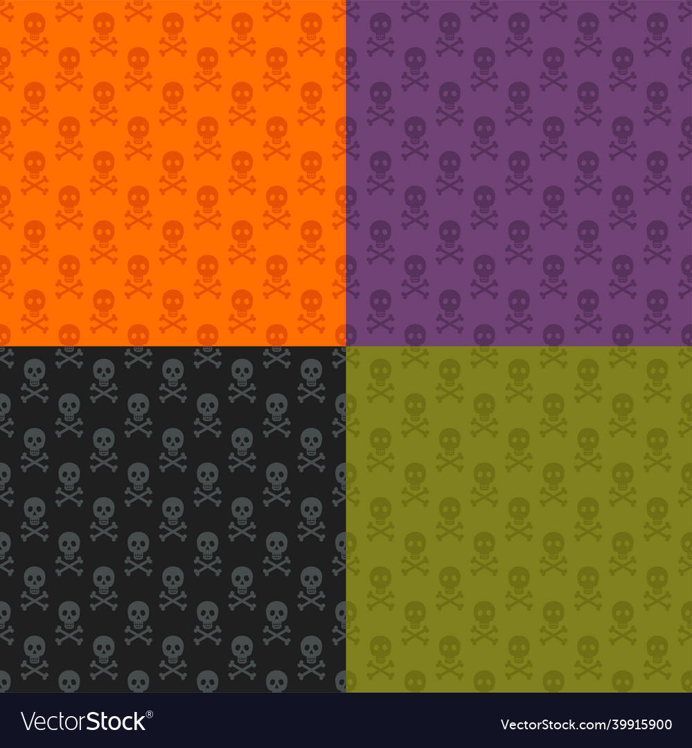Halloween seamless patterns set color background Vector Image