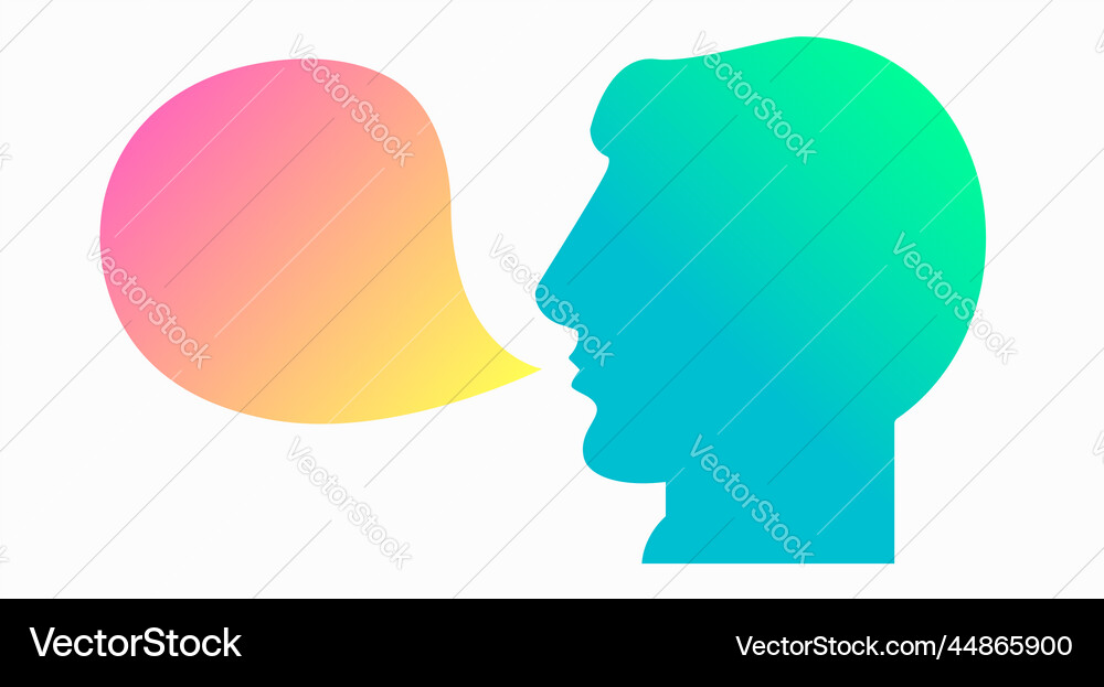Head silhouette with speech bubble flat isolated Vector Image