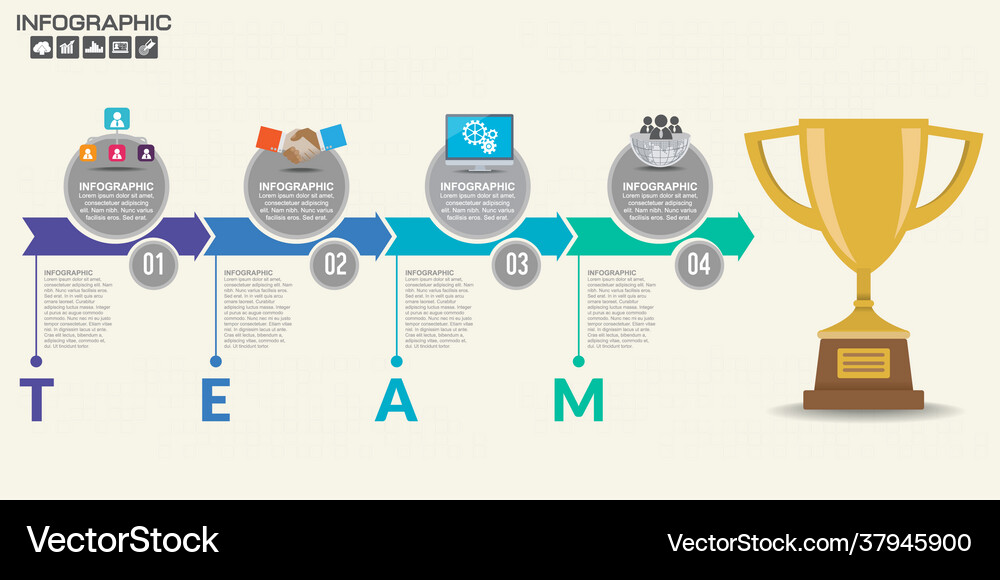 Infographic teamwork concept with icons can Vector Image