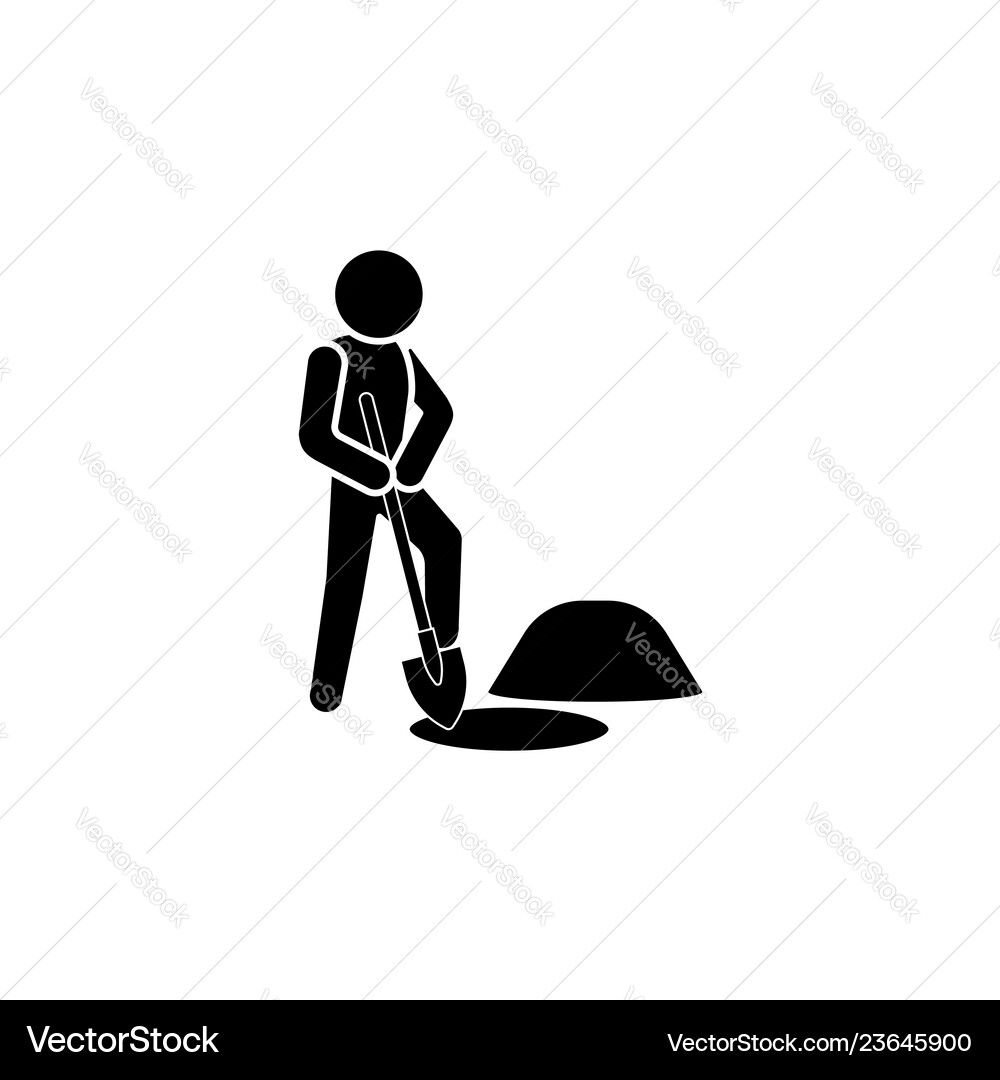 Man digging a pit icon a man with a shovel icon Vector Image