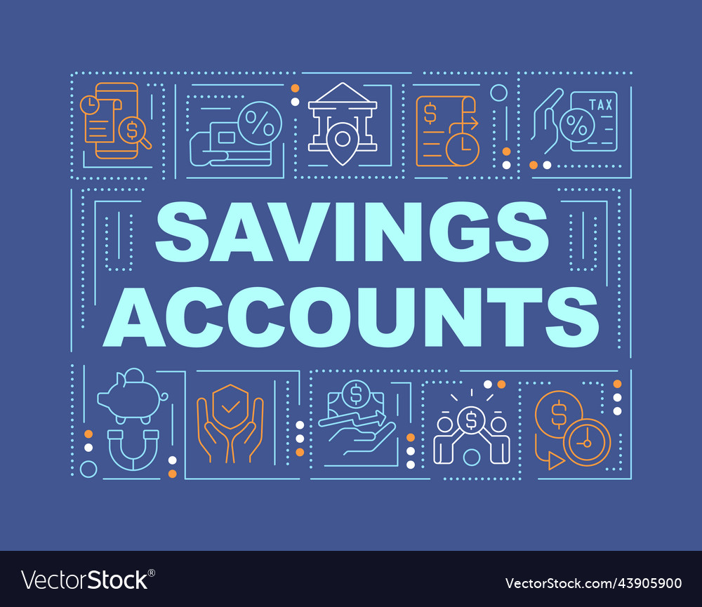 Saving accounts word concepts dark blue banner Vector Image