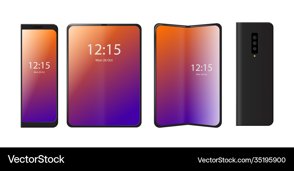 Set flexible phone with glossy screen realistic Vector Image