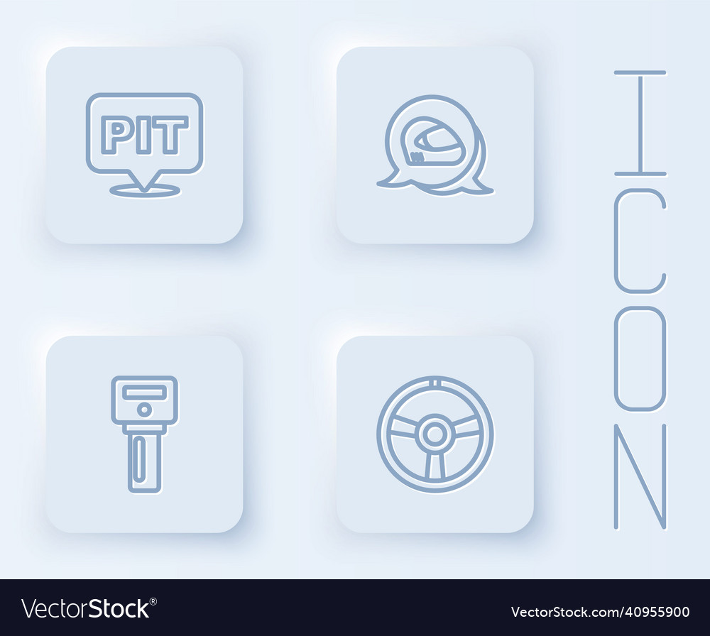 Set line pit stop racing helmet car key Royalty Free Vector Set line pit stop racing helmet car key Royalty Free Vector